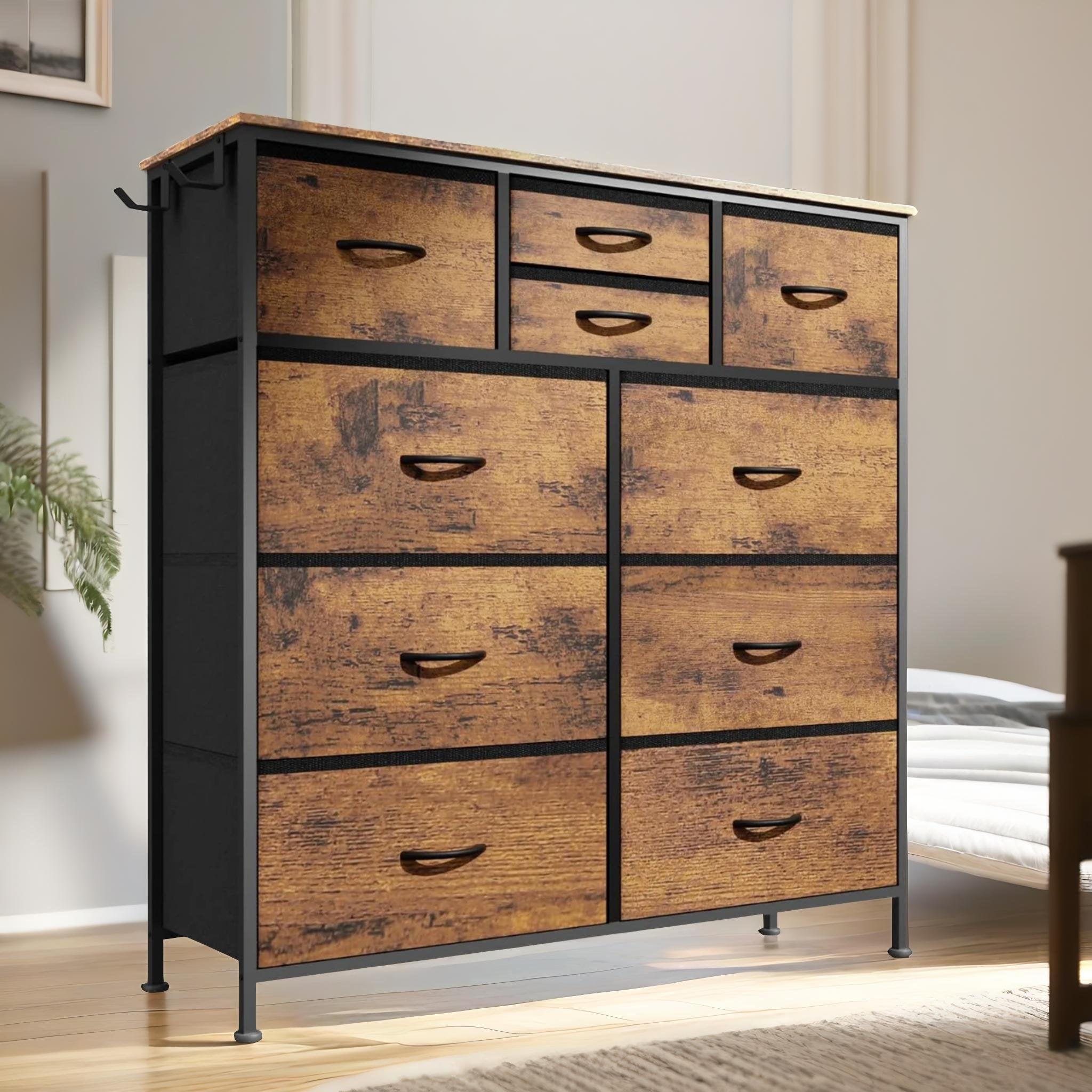 Industrial 10-Drawer Chest – Rustic Brown | Rafaelo Mobilia