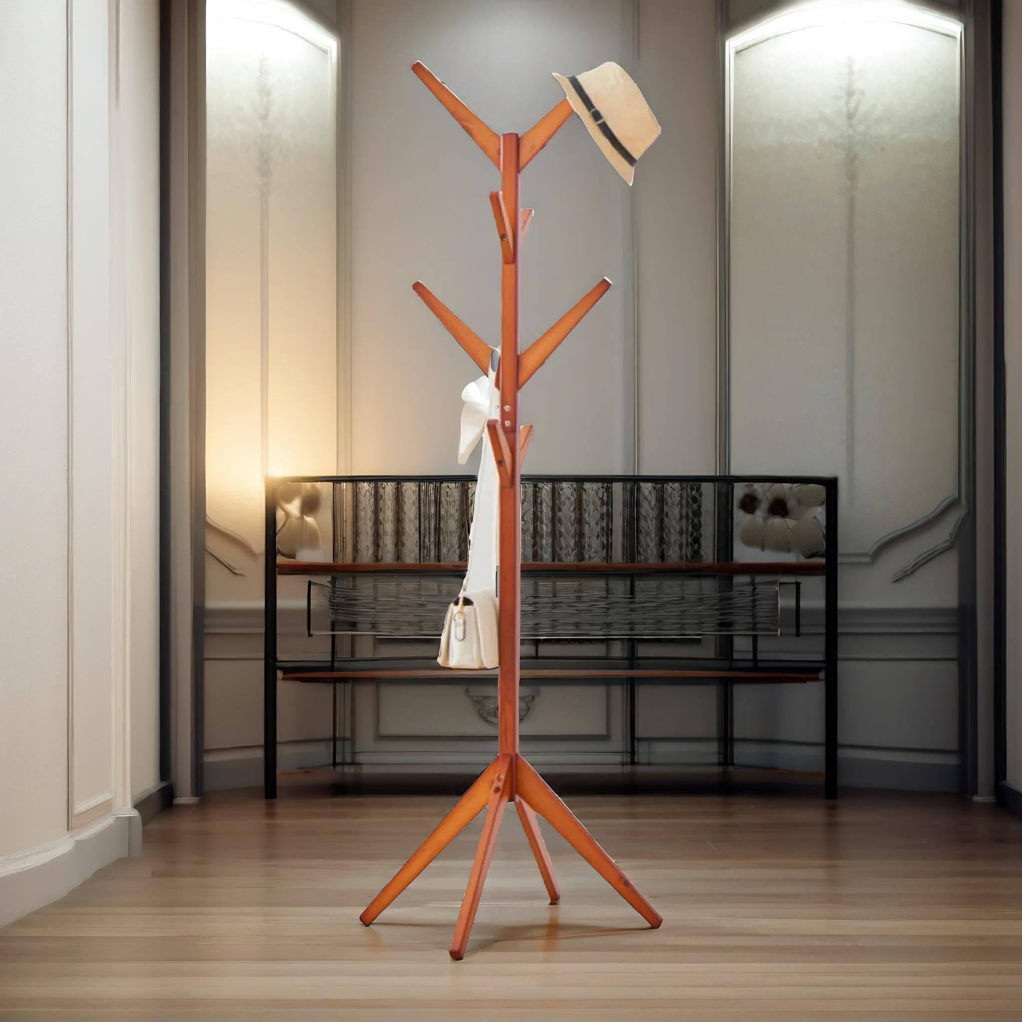 Coat Stand With 8 Hooks White, Wooden Coat Stand, Coat Rack, Coat Rack ...